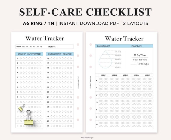 A6 Water Tracker 30 Day Water Challenge Printable Water - Etsy