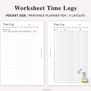 POCKET Time Tracker Printable, Time Log, Time Blocking Template, Time ...