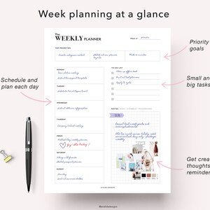 Minimal Weekly Planner Printable, Weekly to Do List, Undated Planner ...