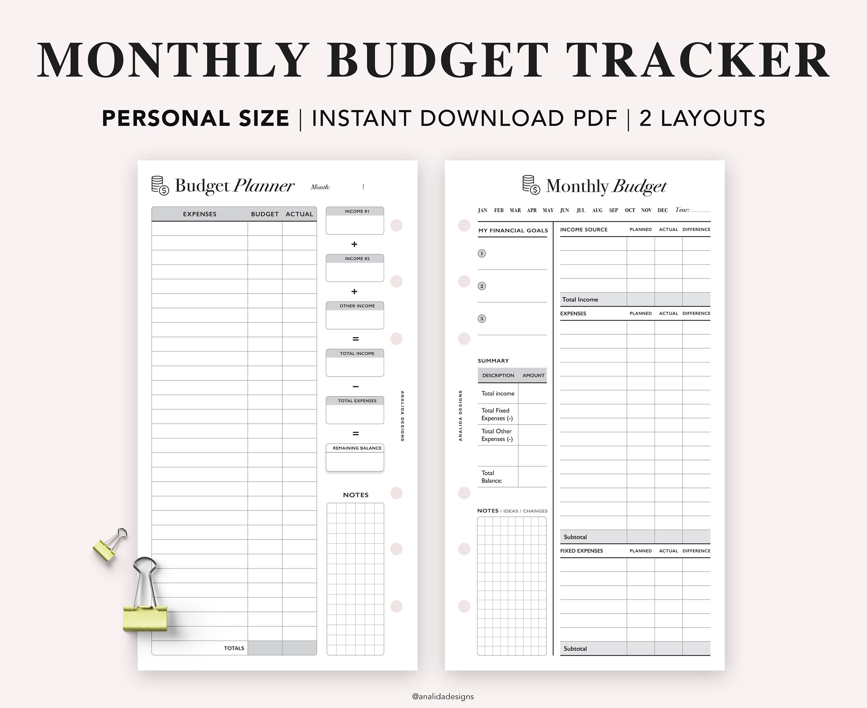 PERSONAL Budget Planner Printable Savings Tracker Expense - Etsy