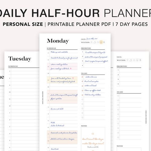 Daily Routine Personal Size Printable Planner Inserts - Etsy