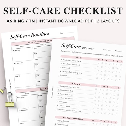 Printable Wellness Planner Mental Health Journal Self Care - Etsy
