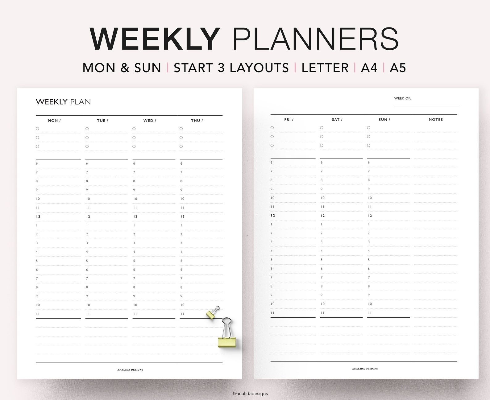 Weekly Schedule Printable Weekly Timetable Weekly Organizer - Etsy