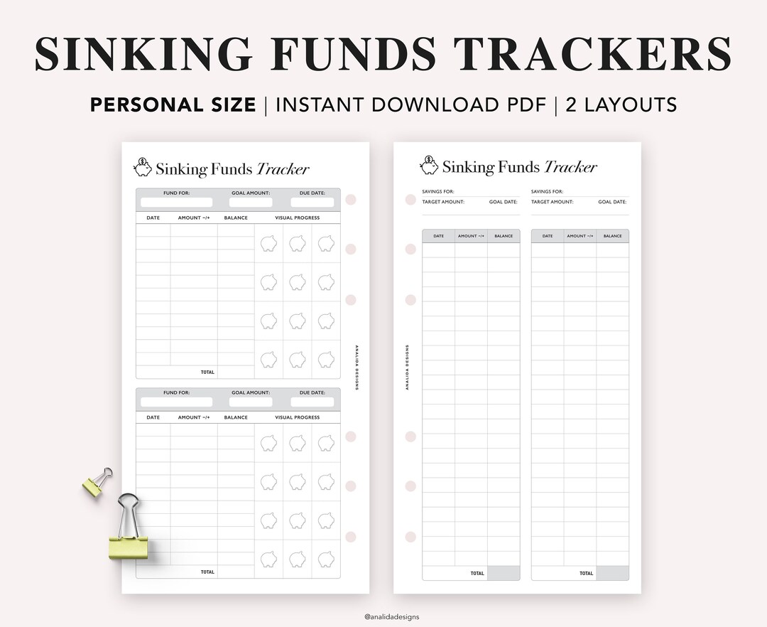 PERSONAL Sinking Funds Tracker Printable, Savings Planner, Monthly ...