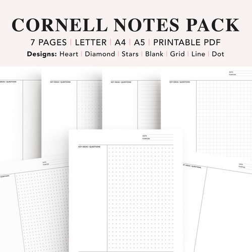 Cornell Notes Printable Pack Cornell Notes Method Student | Etsy