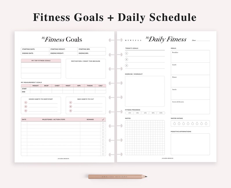 Fitness Planner Printable Happy Planner Insert Daily Fitness - Etsy
