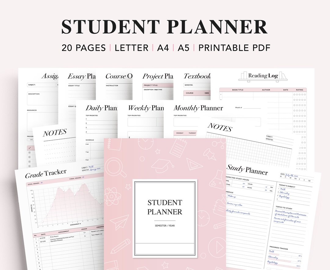 Student Planner Printable Back to School College Planner - Etsy Canada