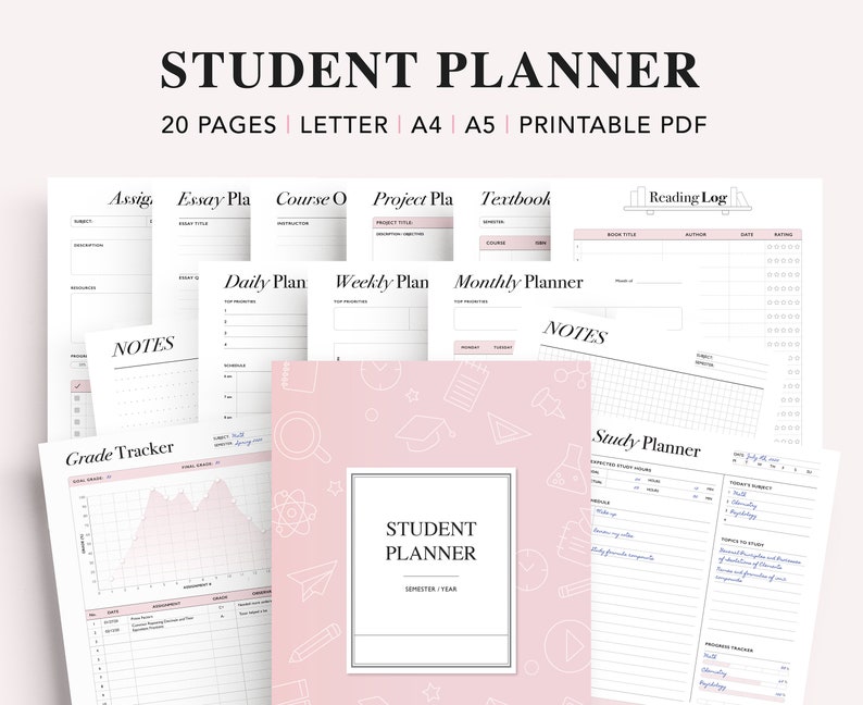 Student Planner Printable Back to School College Planner - Etsy Canada