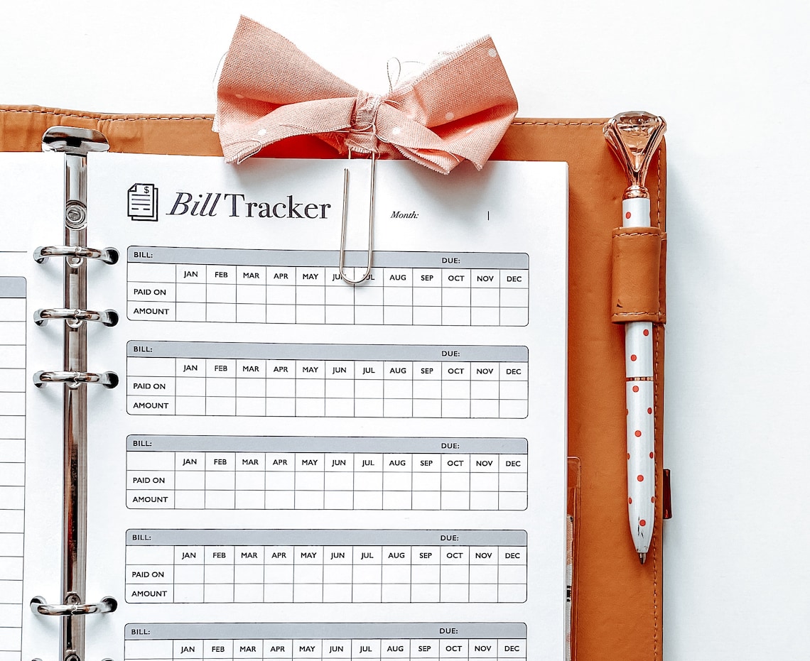 HALF LETTER Bill Tracker Printable Budget Planner Monthly | Etsy