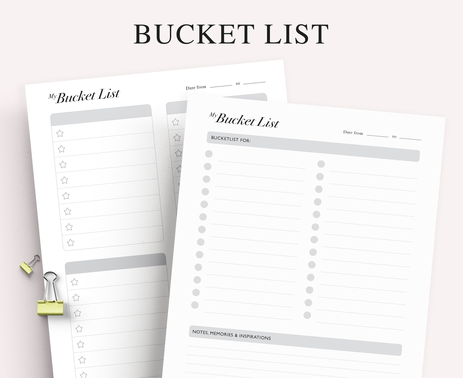 Bucket List Printable Bucket List Planner Insert Bucket List | Etsy