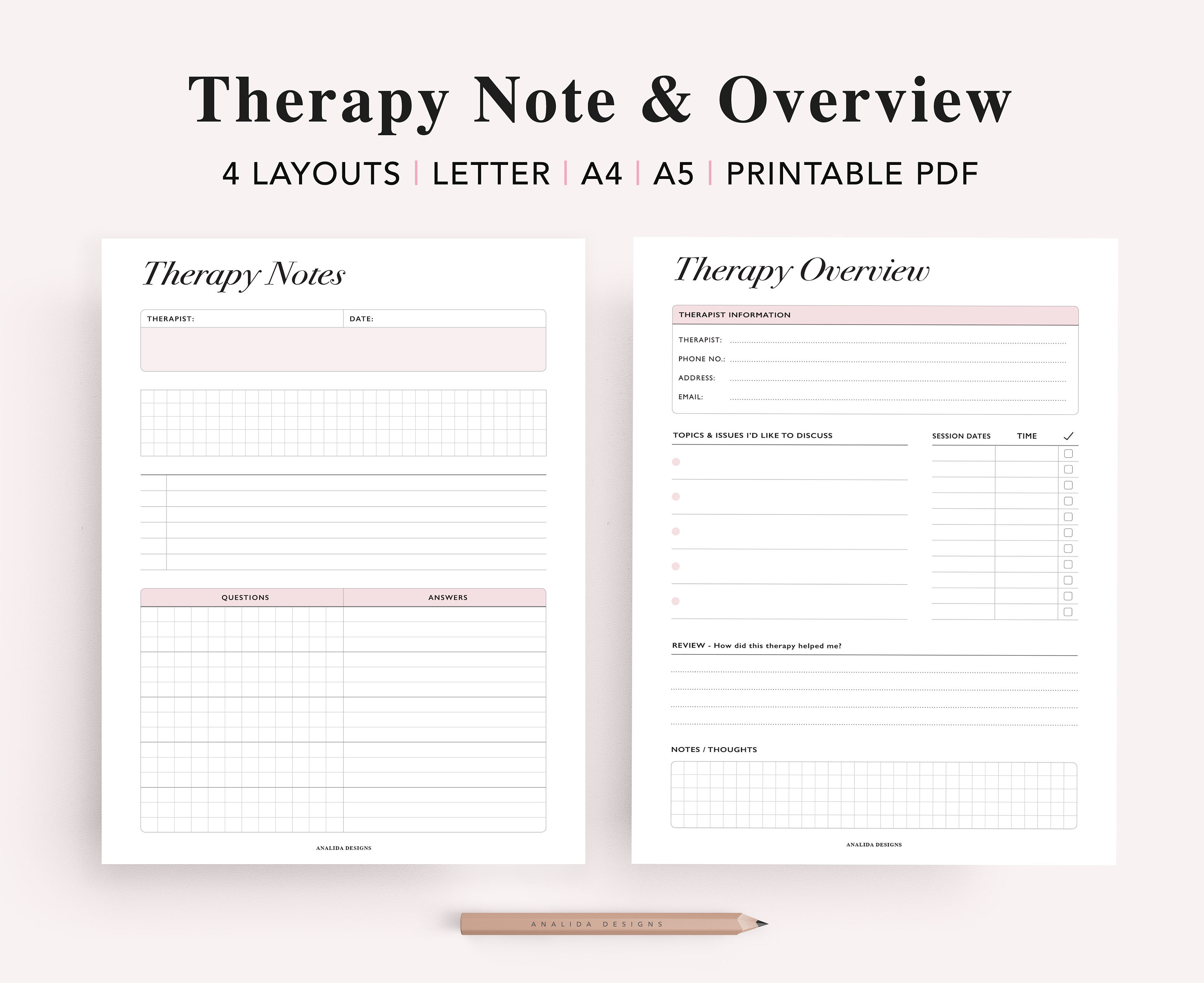 Therapy Notes Planner Printable Therapy Journal Mental | Etsy Australia
