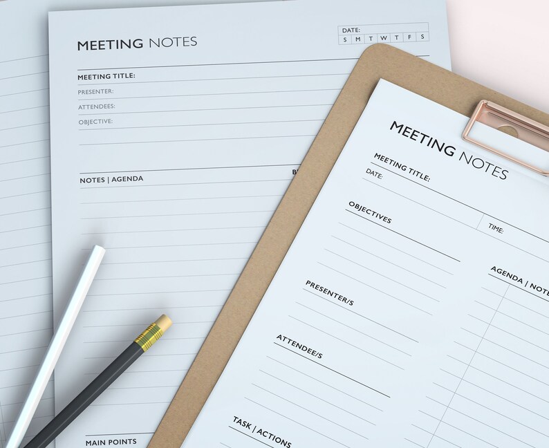 Meeting Notes Happy Planner Insert Work Organizer Daily - Etsy