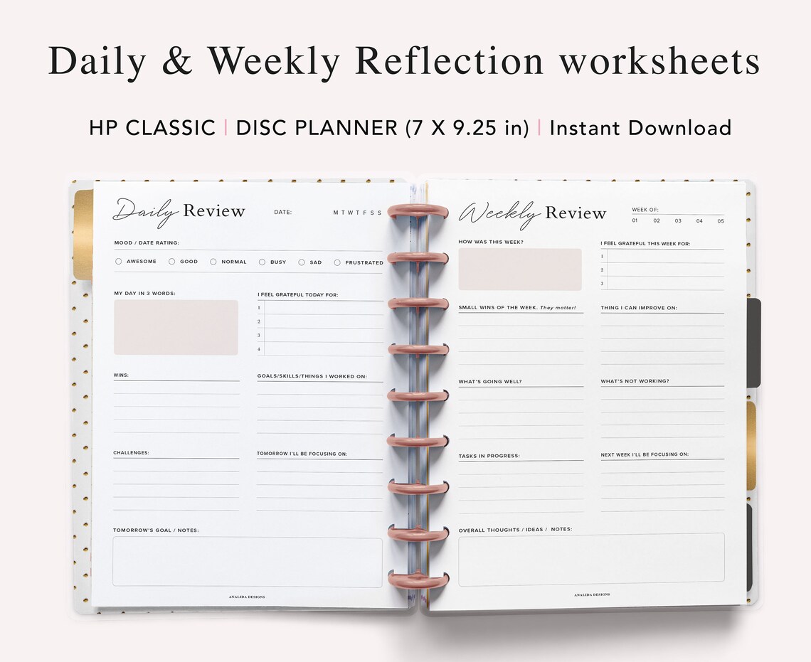 Daily Reflections Happy Planner Classic Weekly Reflection - Etsy