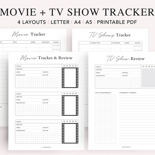 TV Show Journal Printable Inserts A5 TV Series Review - Etsy