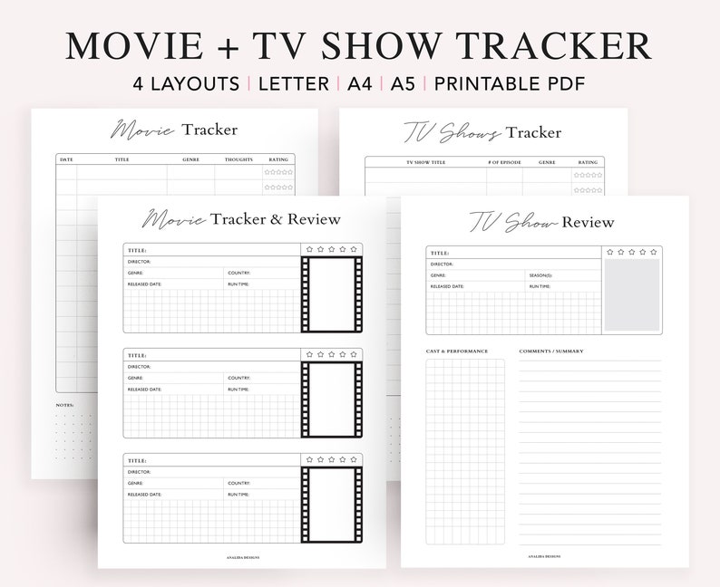 Movie Tracker Printable TV Series Tracker Movie Log TV Show - Etsy