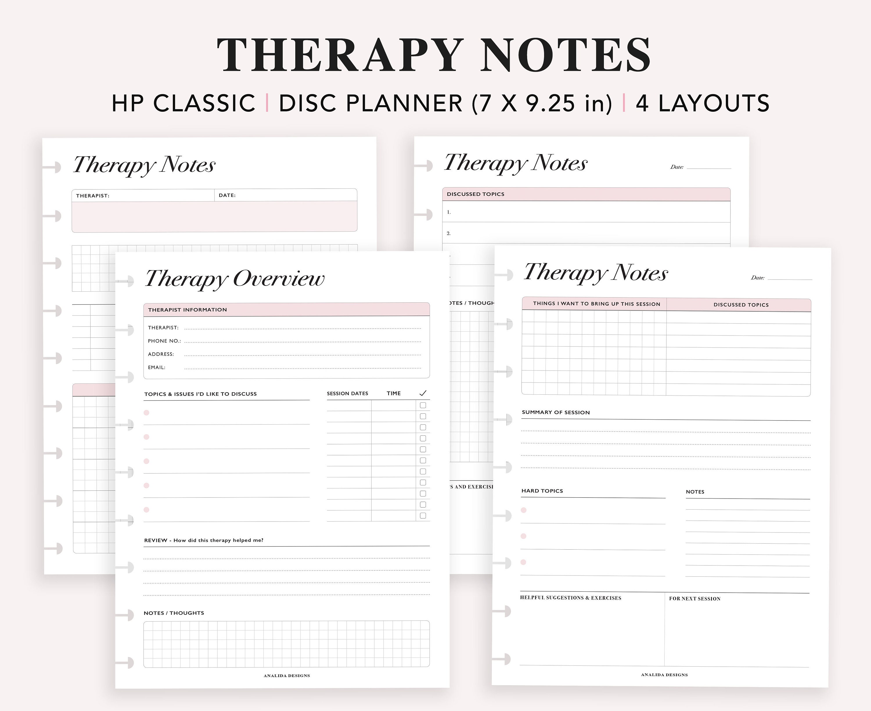 Therapy Notes Planner Printable: Happy Planner Classic Inserts (PDF) - Etsy