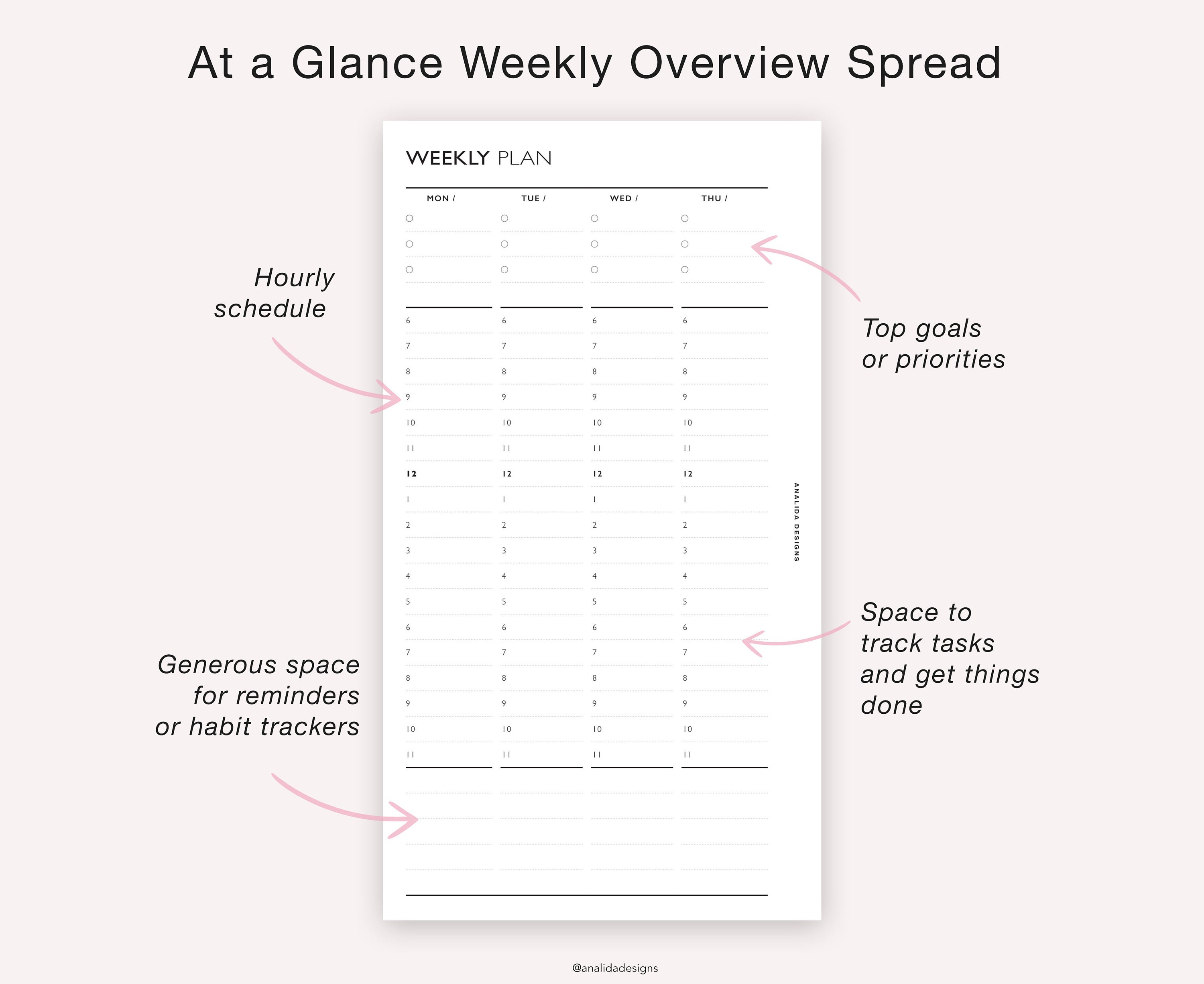 PERSONAL Weekly Schedule Printable Weekly Timetable Weekly - Etsy
