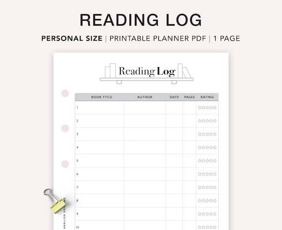 PERSONAL Reading Tracker Printable Reading Log Reading - Etsy