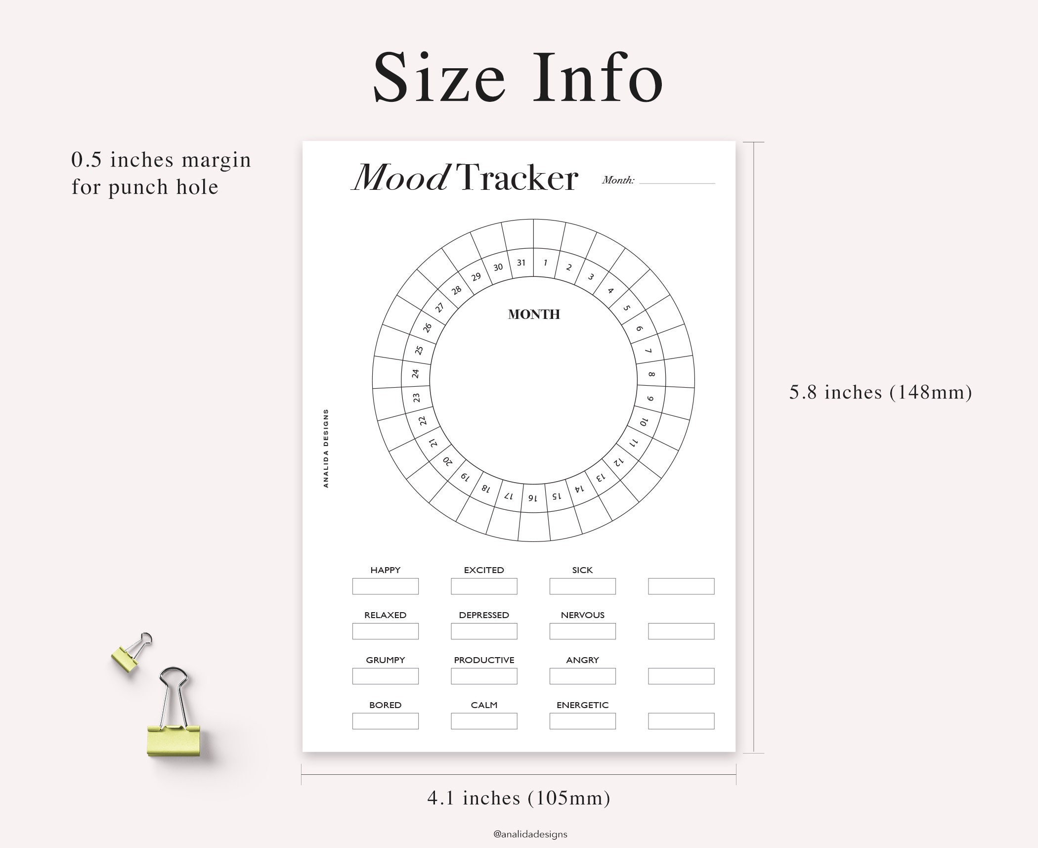 A6 Mood Tracker Printable: Monthly Yearly Circular Chart (PDF) - Etsy