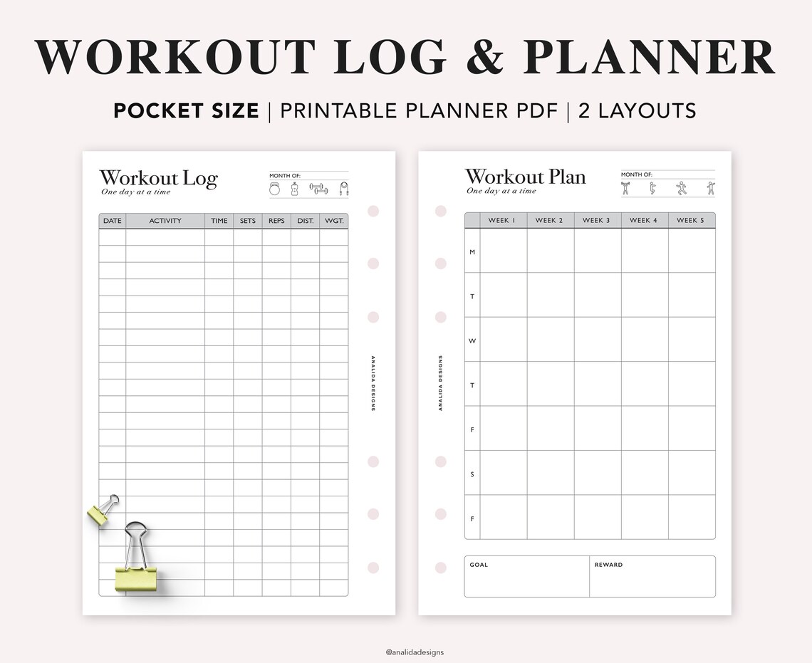 POCKET Workout Planner Printable Exercise Log Workout - Etsy