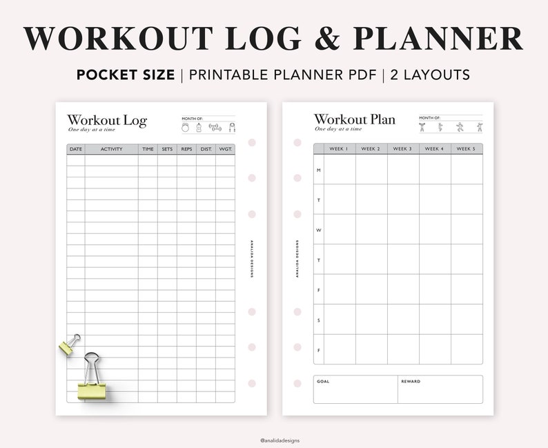 POCKET Workout Planner Printable Exercise Log Workout - Etsy
