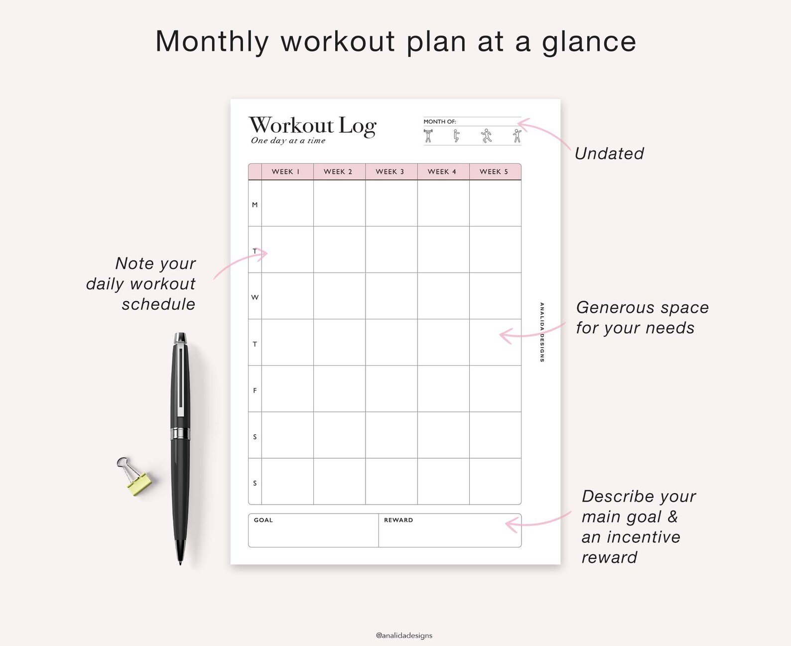 A6 Workout Planner Printable Exercise Log Workout Template | Etsy