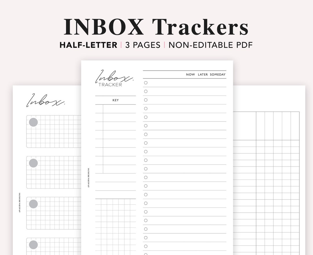 HALF LETTER Printable Inbox Planner Inserts, Inbox Tracker, Inbox ...