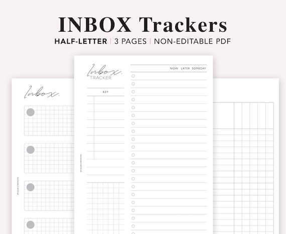 HALF LETTER Printable Inbox Planner Inserts Inbox Tracker - Etsy