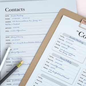 Contact List, Printable Contacts, Emergency Contact Information Tracker ...