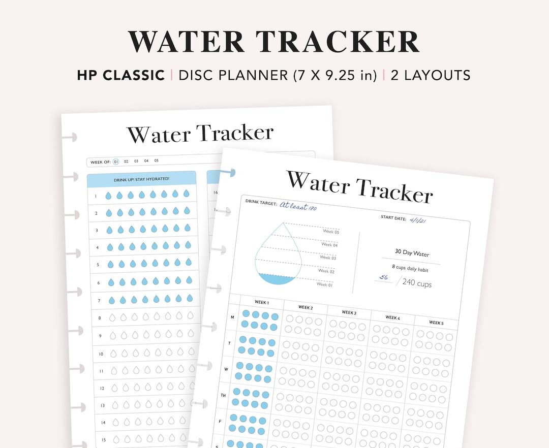 Water Tracker, Happy Planner Classic, 30 Day Water Challenge Printable ...