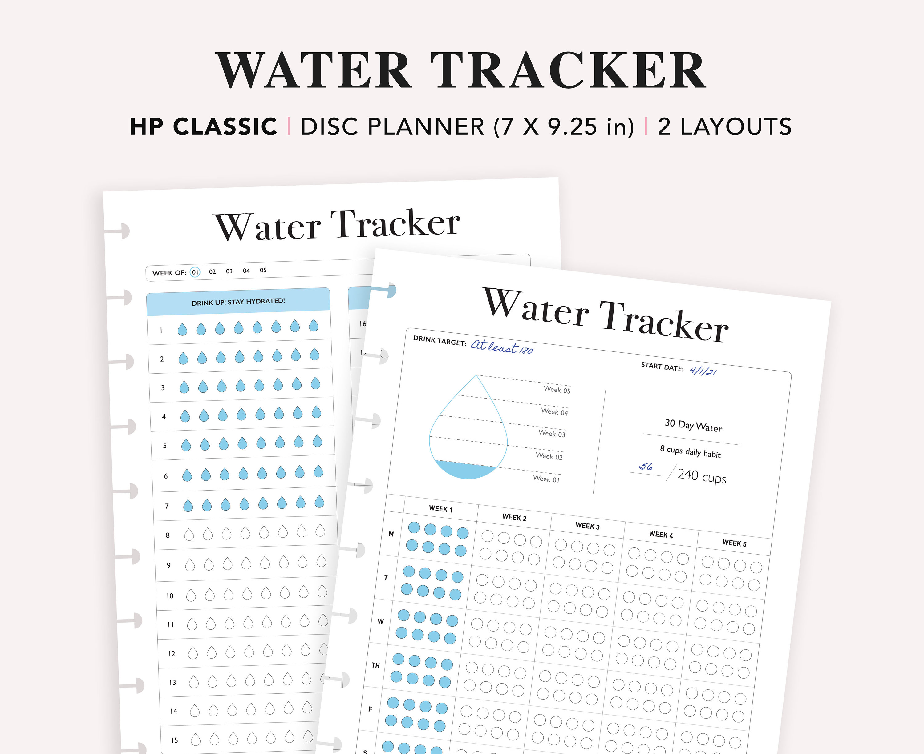 Water Tracker Happy Planner Classic 30 Day Water Challenge | Etsy