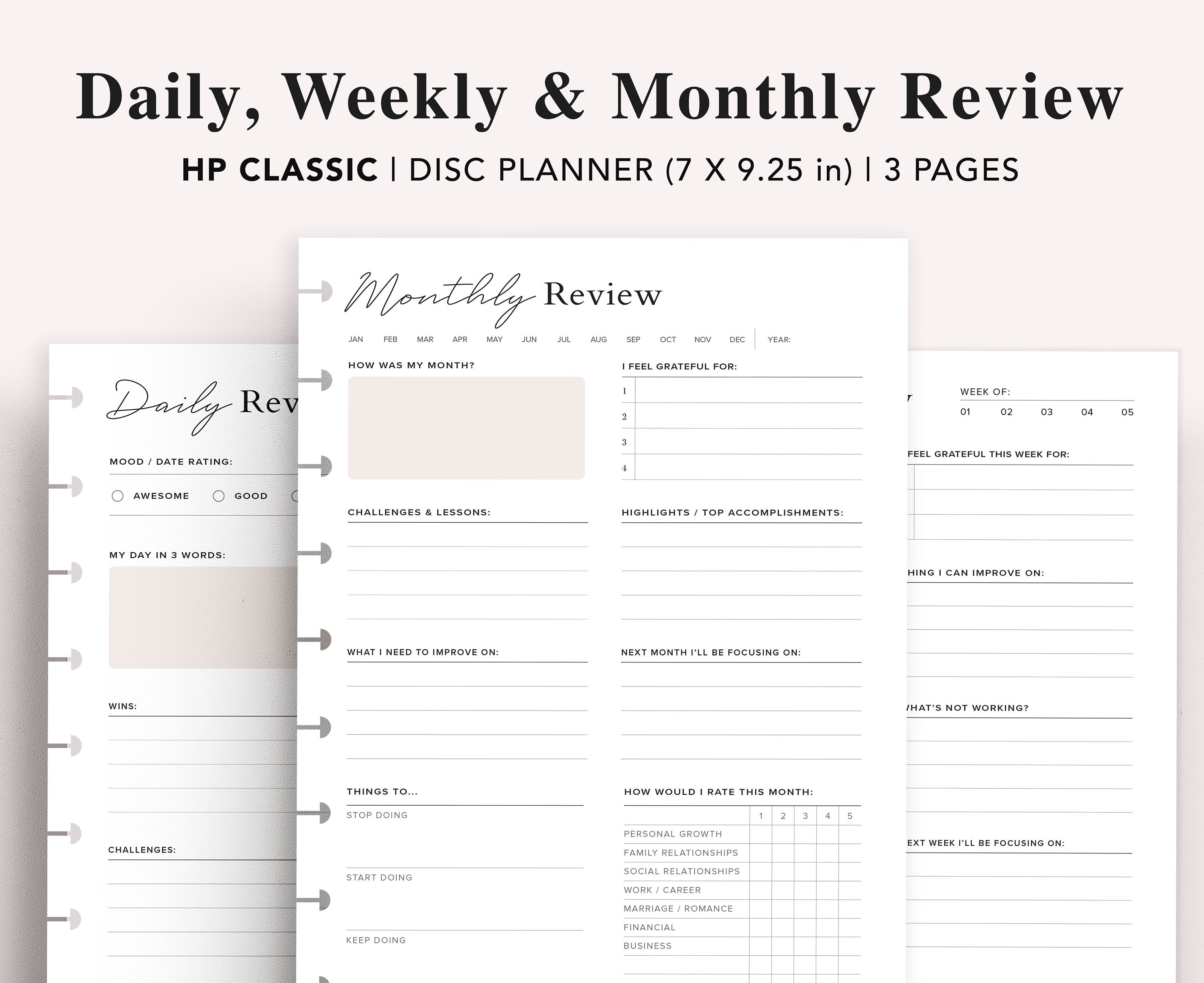 Daily Reflections Happy Planner Classic Weekly Reflection - Etsy UK