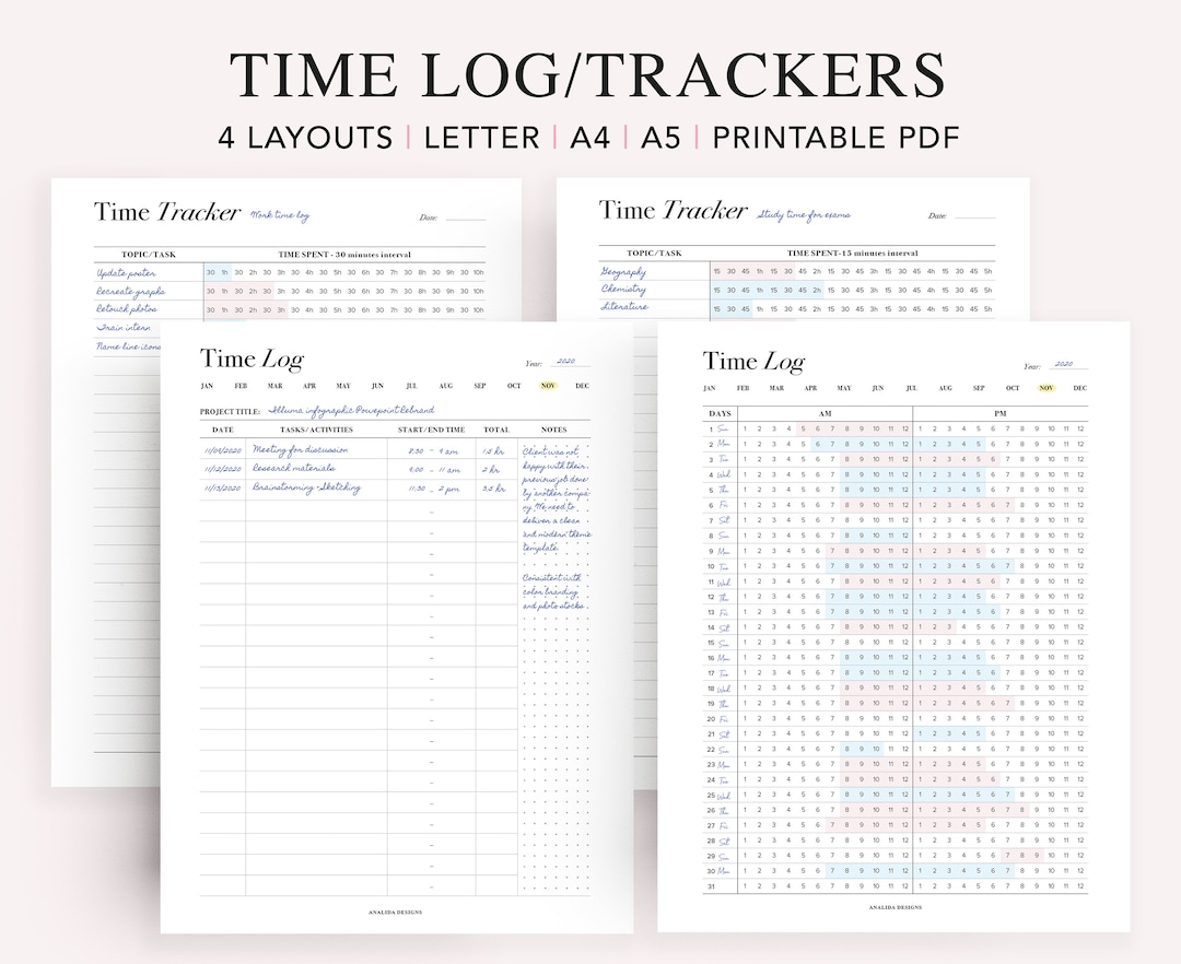 Time Tracker Printable Time Log Time Blocking Template Time - Etsy Canada