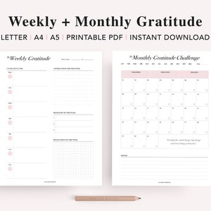 Gratitude Journal Printable Daily Weekly Gratitude Planner Mindfulness ...