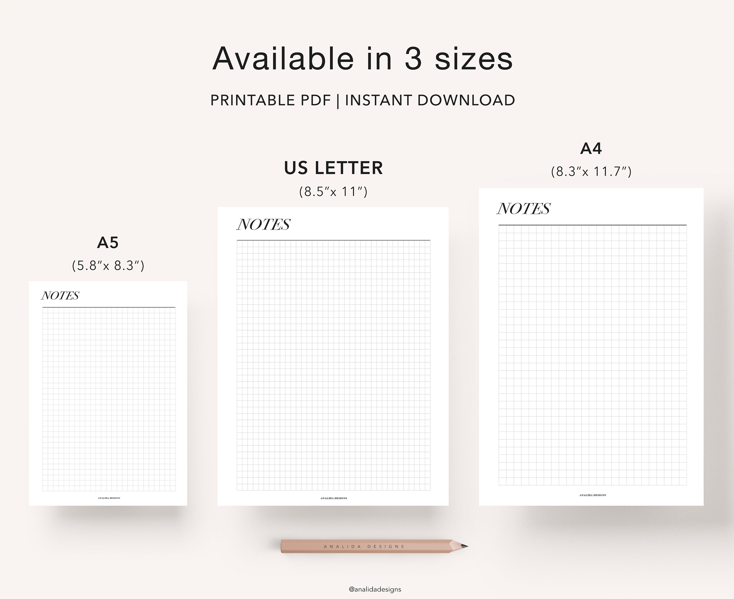 Note Paper Doted Grid Lined Square Printable Writing Paper - Etsy