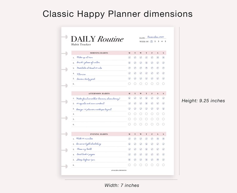 Routine Checklist Printable Happy Planner Insert Weekly | Etsy
