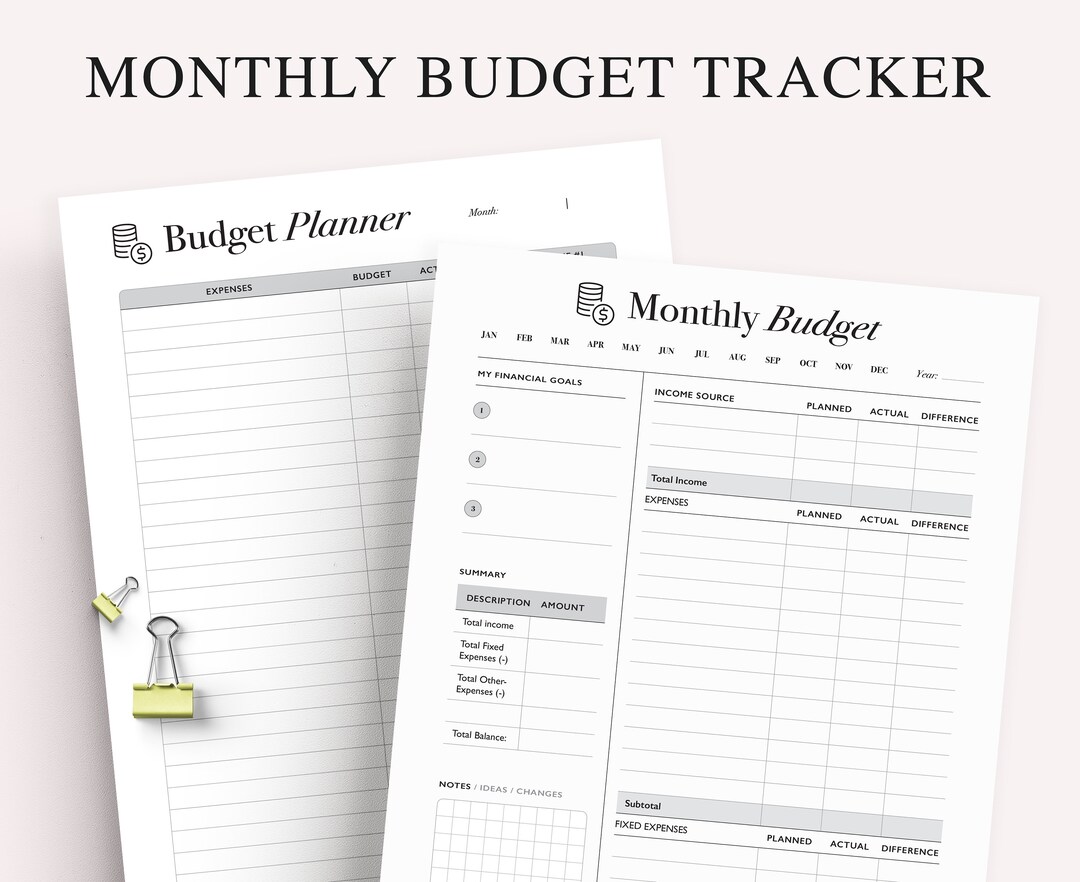 Budget Planner Printable, Savings Tracker, Expense Tracker, Monthly ...