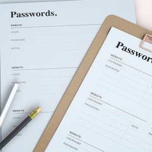 Pocket Password Tracker Insert: Printable Log Organizer (PDF) - Etsy