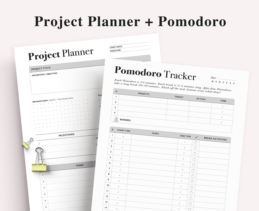 Daily Pomodoro Project Planner: Printable Productivity Template (PDF ...