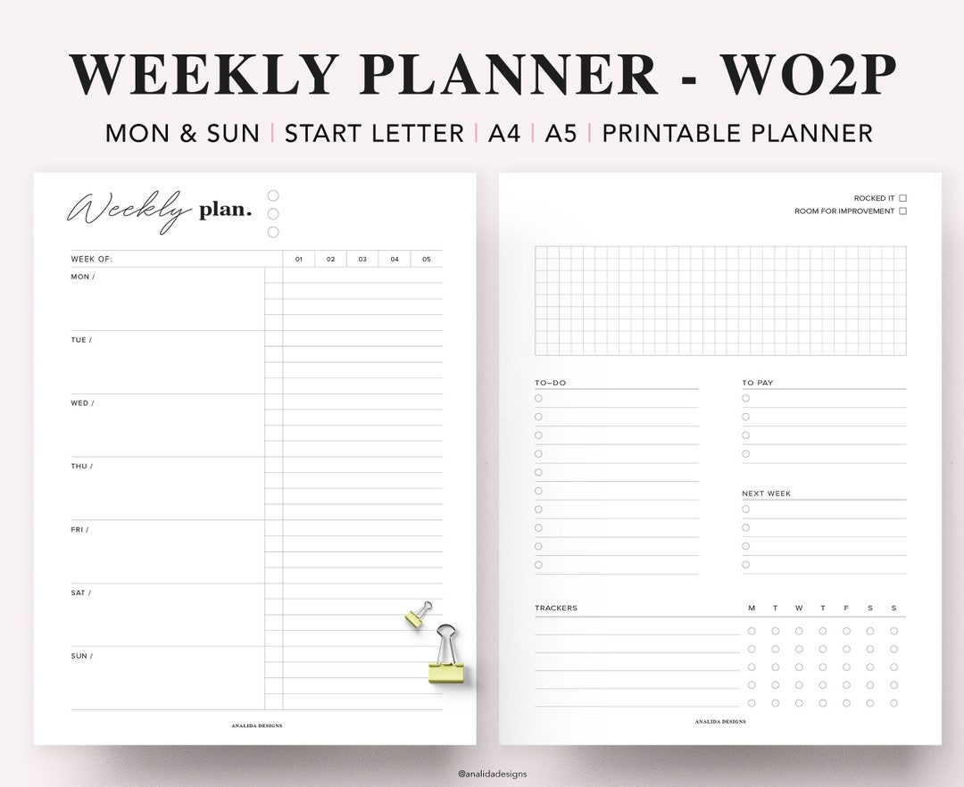 Weekly Planner Printable, Weekly Schedule, Weekly To-do List, Task List ...