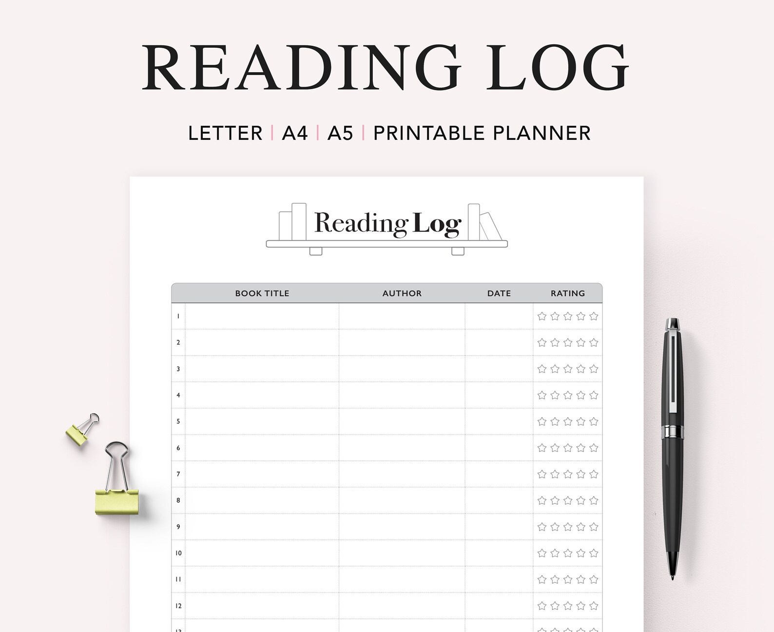 Reading Tracker Printable Reading Log Reading Journal Book - Etsy