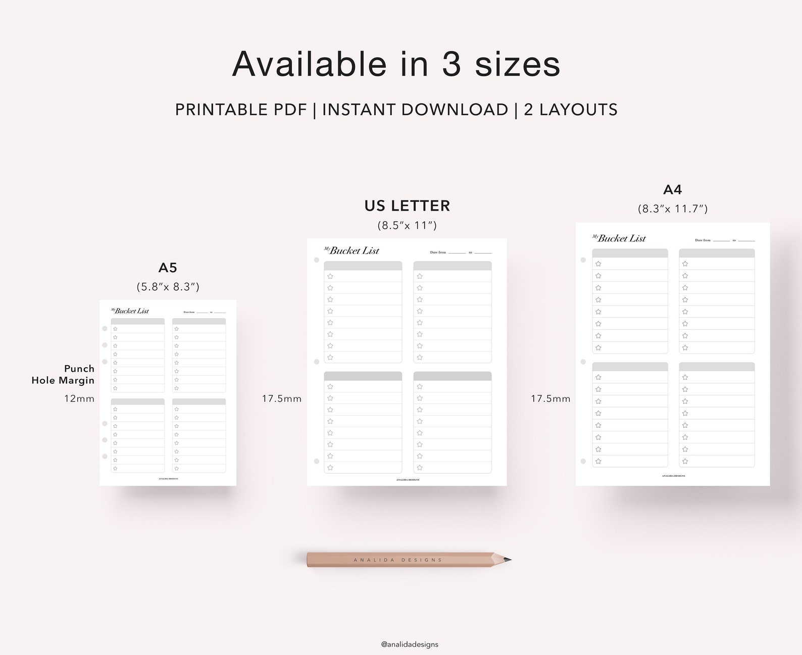 Bucket List Printable Bucket List Planner Insert Bucket List | Etsy