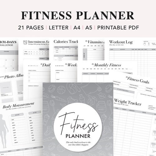 Fitness Planner Printable Weight Loss Tracker Workout - Etsy