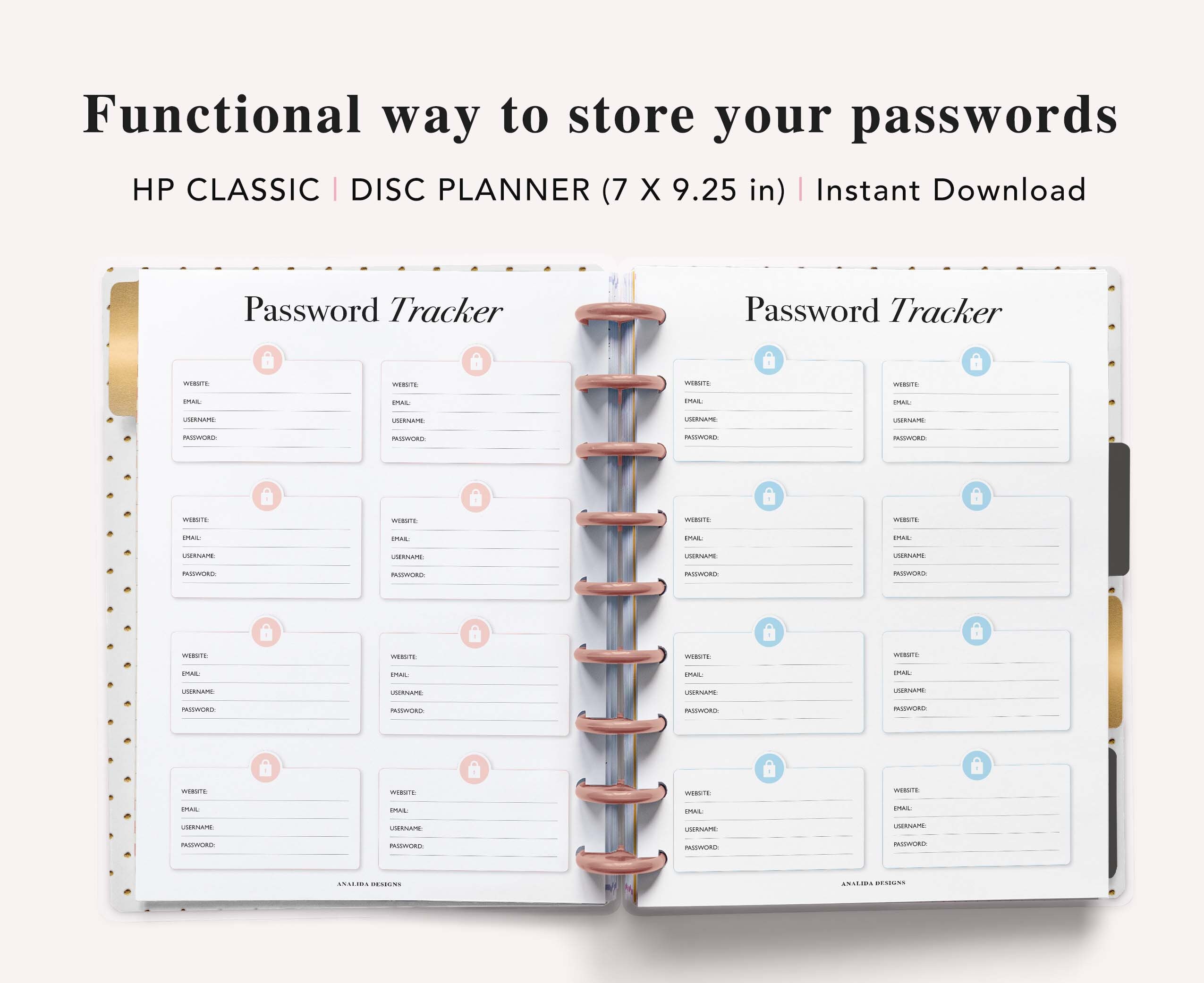 Password Tracker Happy Planner Classic Planner Password - Etsy