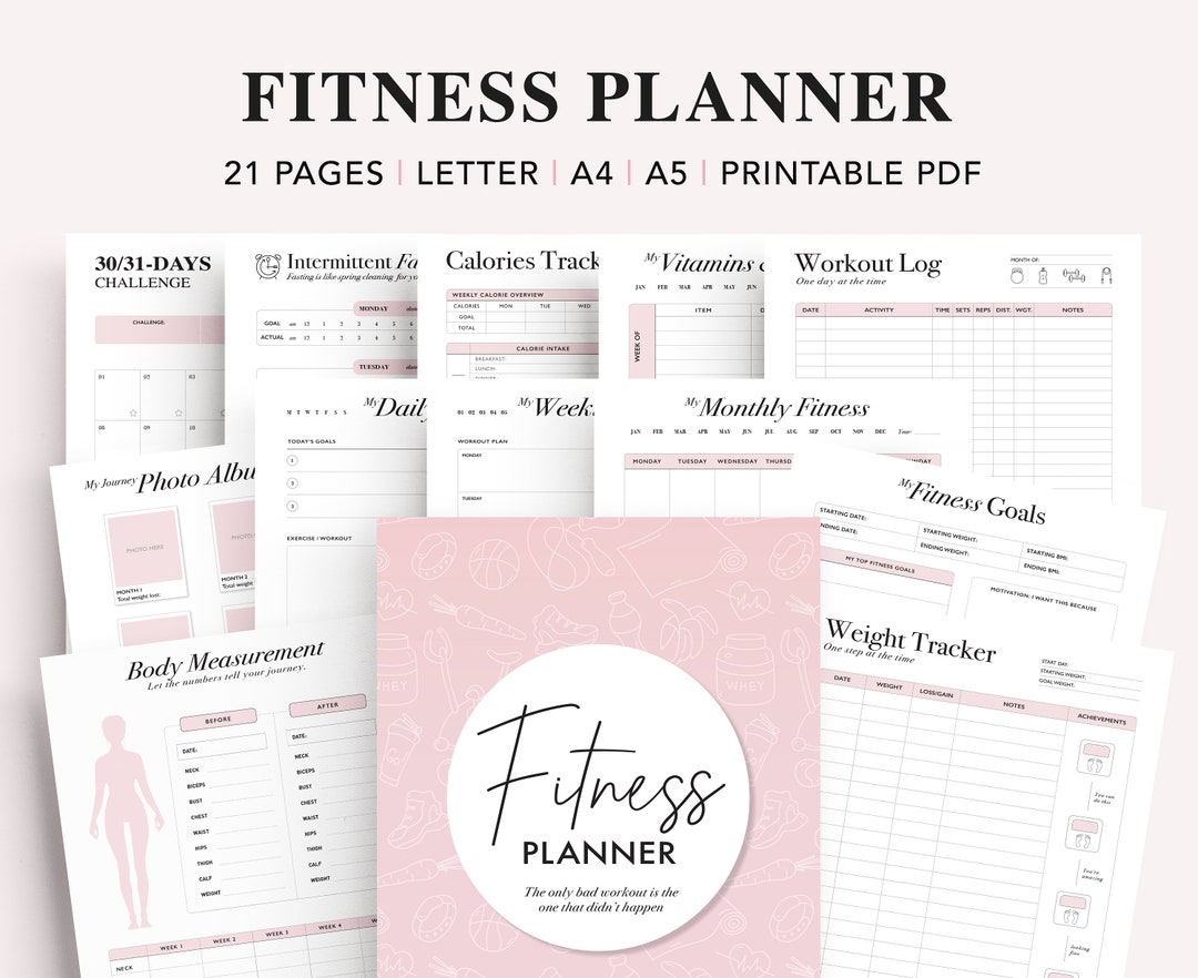 Fitness Planner Printable: Weight Loss, Workout, Meal Planning (PDF ...