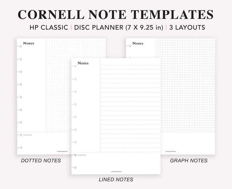 Cornell Notes Printable Pack Happy Planner Insert Cornell | Etsy