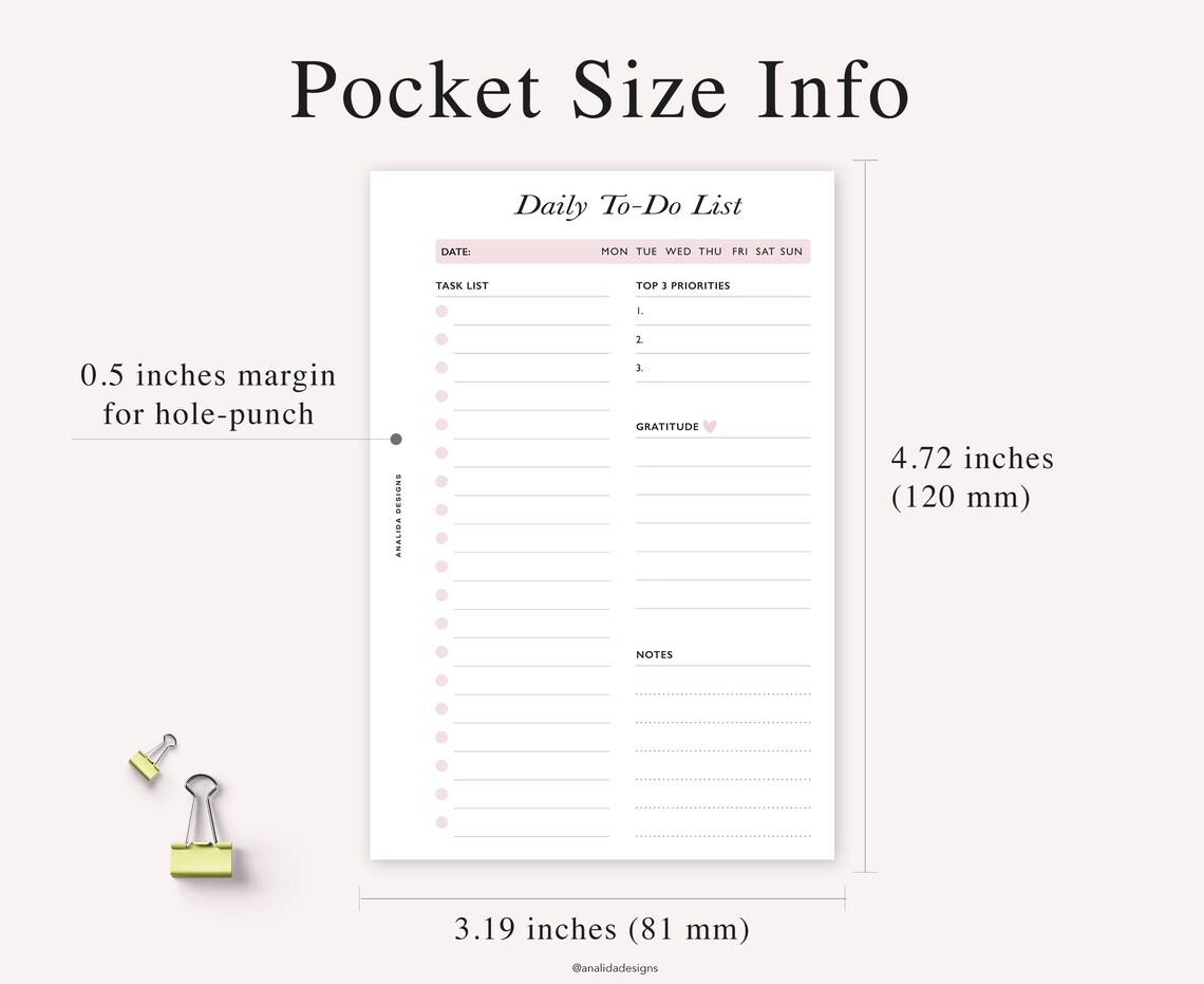 POCKET Daily to Do List to Do List Notepad Printable | Etsy