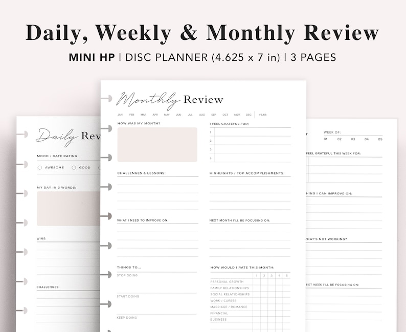 Mini HP Planner Inserts Daily Reflections Weekly Reflection - Etsy