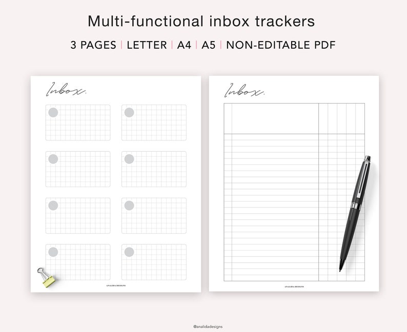 Printable Inbox Planner Inserts: A5 Filofax Tracker (PDF) - Etsy