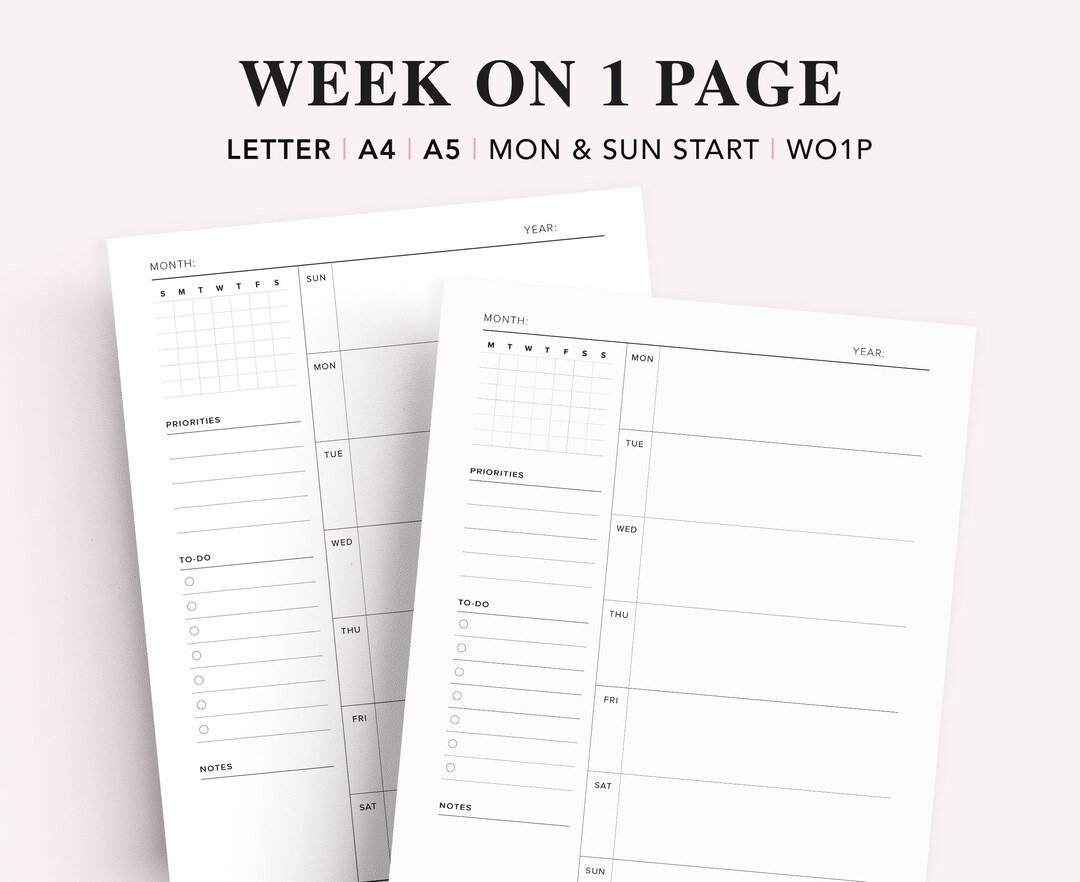 Weekly Undated Printable, Weekly Planner Agenda, Weekly Organizer ...